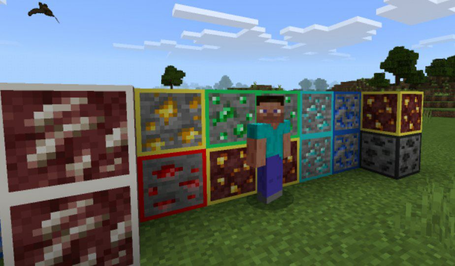 Download New Ore Texture Pack for Minecraft PE: more noticeable blocks